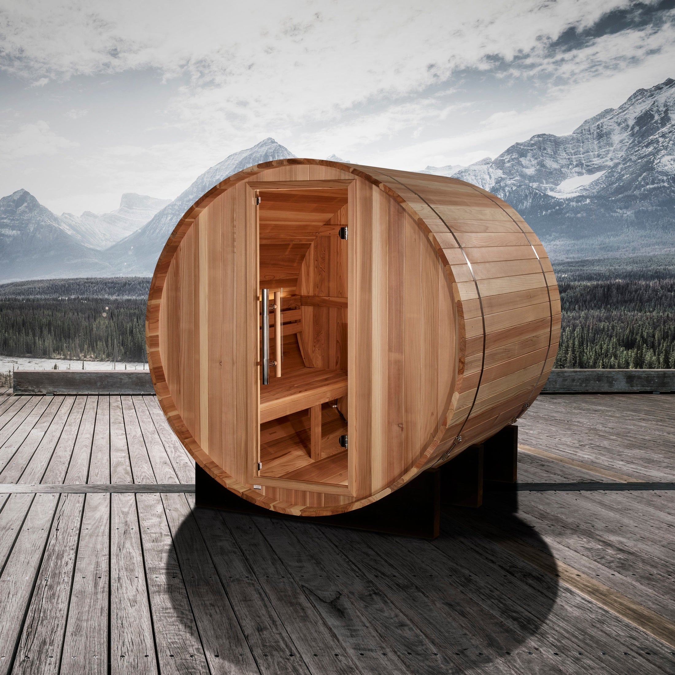 "St. Moritz" 2-Person Barrel Traditional Sauna – eSteamed Saunas