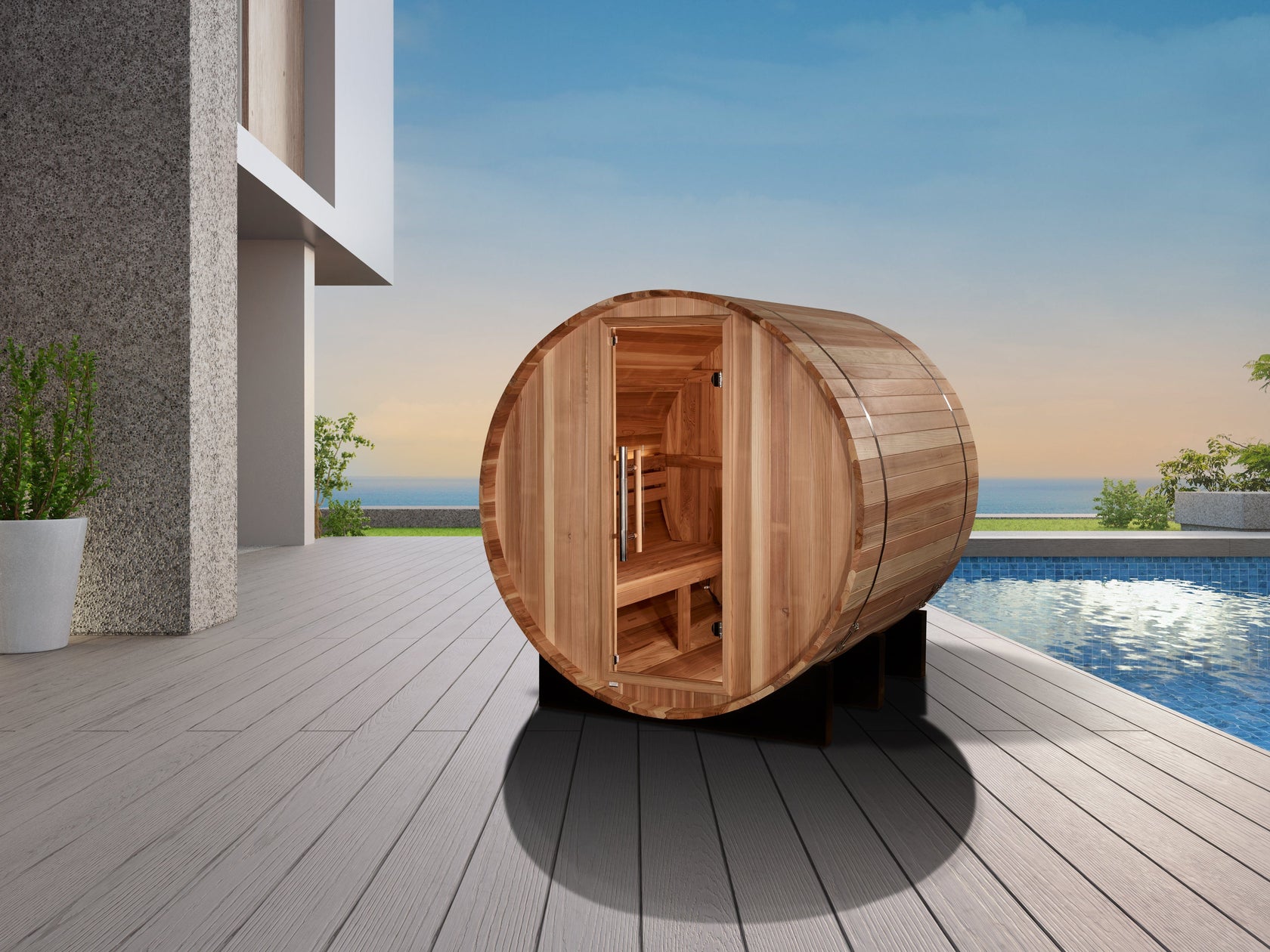 Golden Designs St. Moritz 2-Person Barrel Sauna – eSteamed Saunas